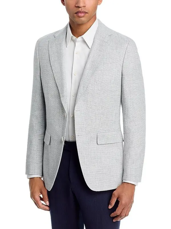 BOSS Textured Regular Fit Hutson Suit Jacket - Open Gray