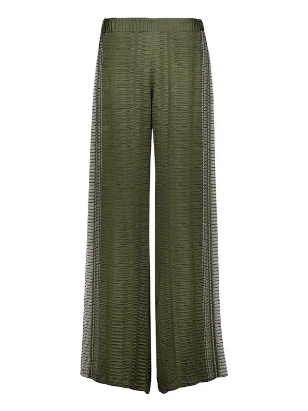 Zeus+dione Jacquard Silk Wide-leg Trousers - Green