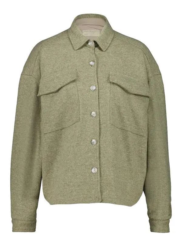 120% Lino Wool-cashmere Buttoned Overshirt - Green