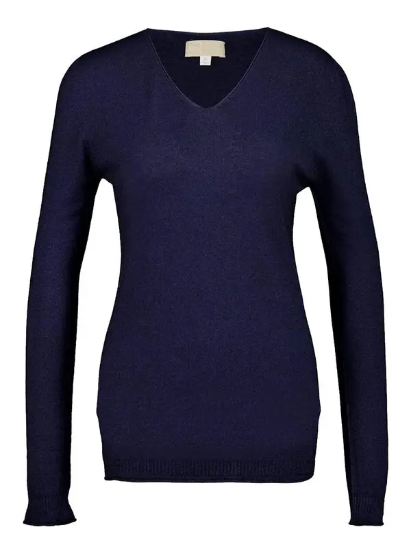 120% Lino Cashmere V-neck Sweater - Blue
