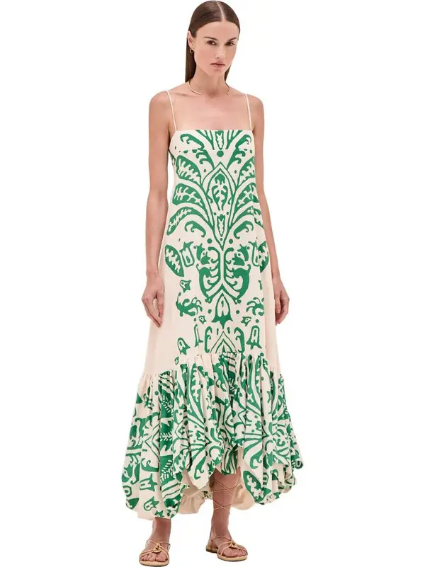 Alexis Ellisa Printed Midi Dress - Emerald Palm