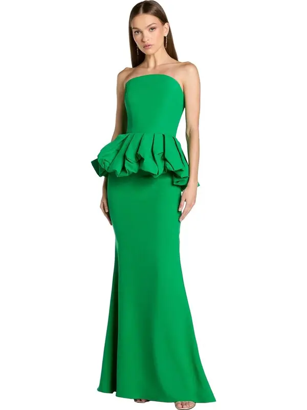 Mac Duggal Strapless Peplum Trumpet Gown - Spring Green