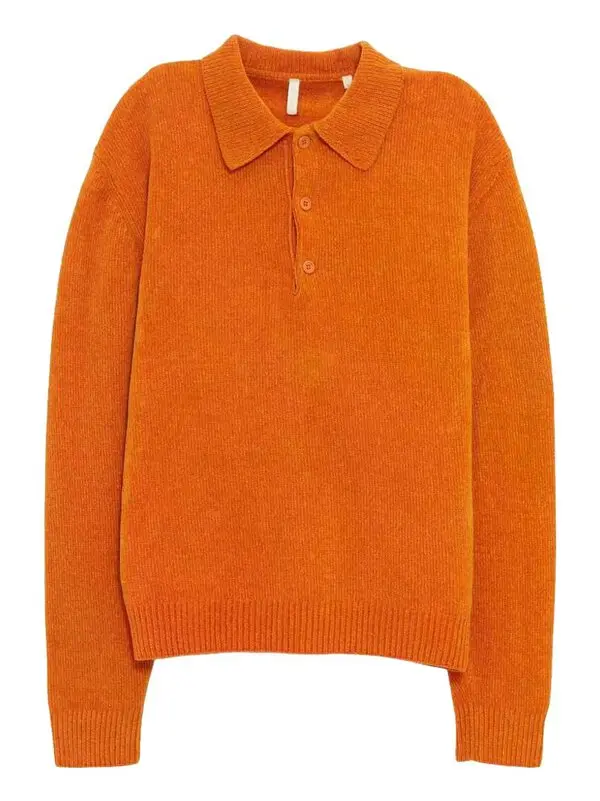 SUNFLOWER Chenile Half-button Polo Shirt - Orange