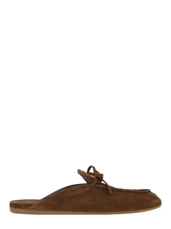 Miu Miu Open Heel Suede Loafers - Cacao