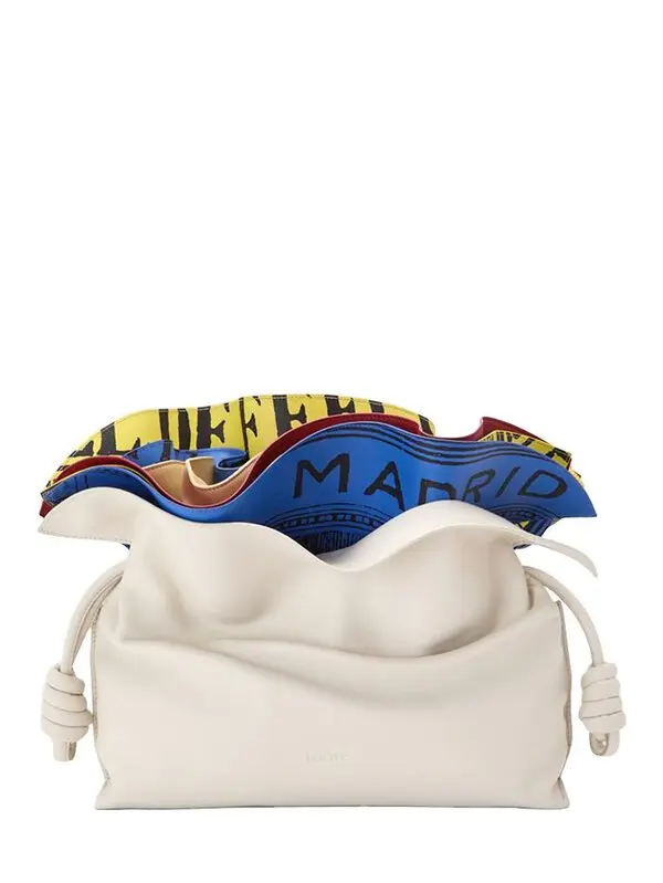 Loewe Flamenco Clutch In Leather - White