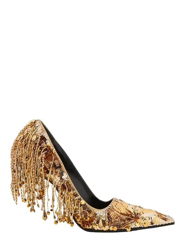 Gucci Embroidered Bombshell Pump - Gold
