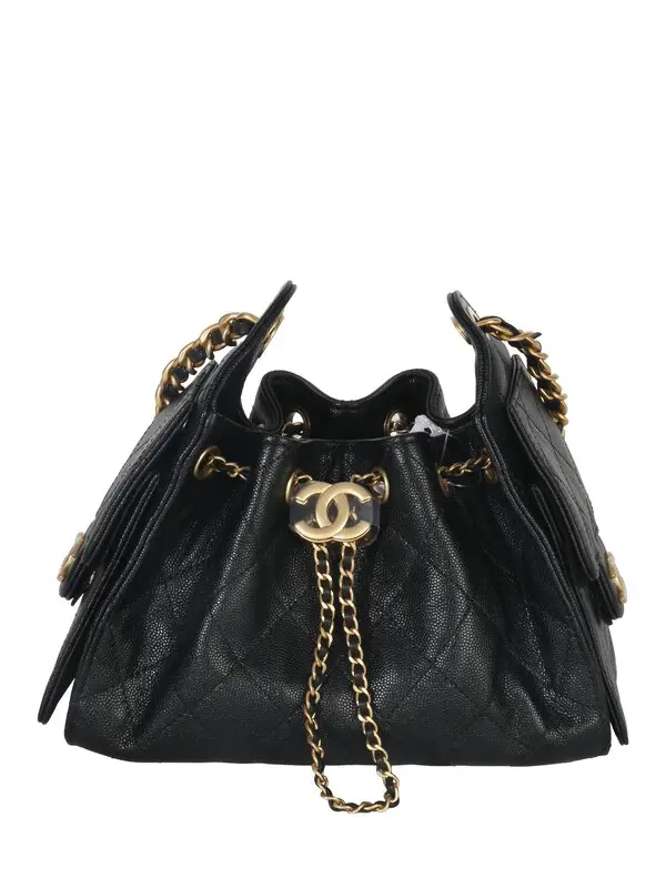 Chanel Quilted Caviar 25 Hobo - Black