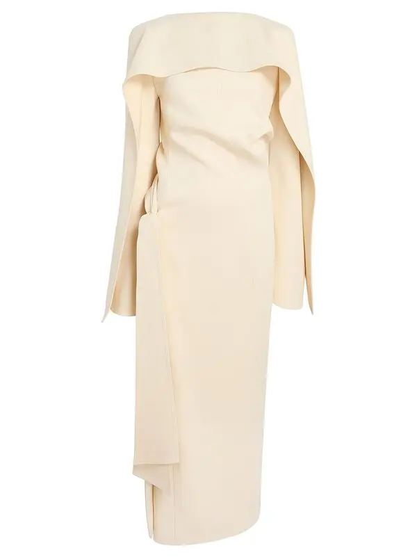 Khaite Draped Midi Dress - Cream