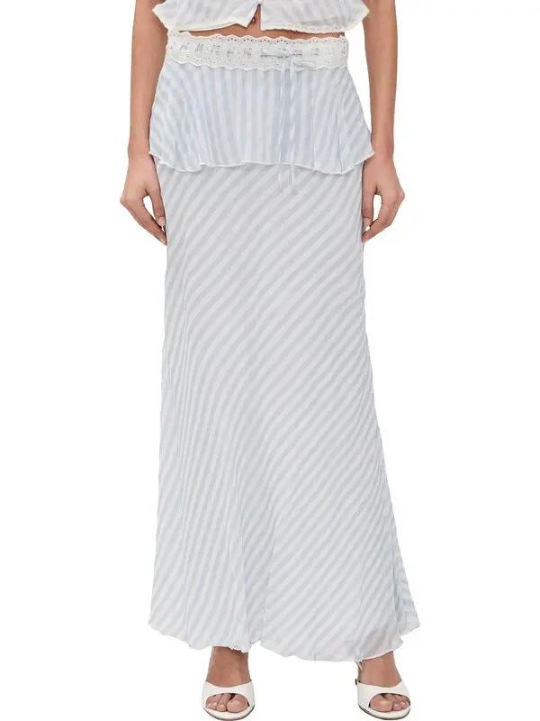 LoveShackFancy Sylette Maxi Skirt - Lariat Blue