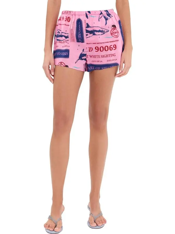 Staud Paddle Printed Shorts - Parcel Print Pink