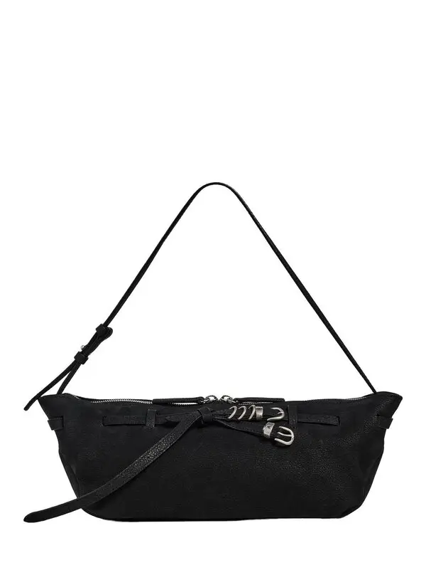 MARGESHERWOOD Pebbled Sling Bag - Black Nubuck