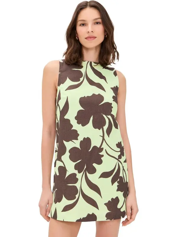 Minkpink Esme Low Back Shift Mini Dress - Chocolate Floral