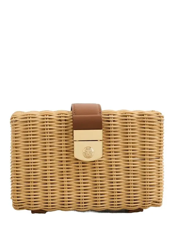 Veronica Beard Lock Box Trap Clutch - Natural Wicker