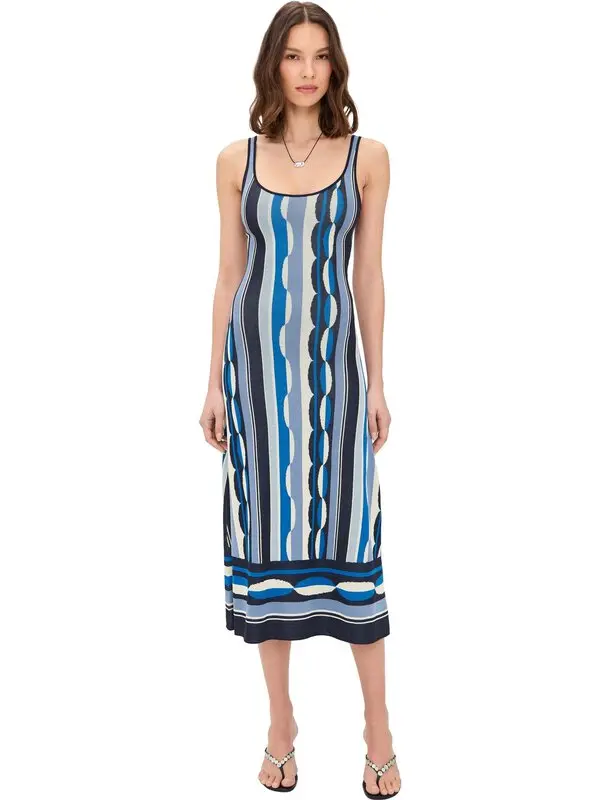 Misa Tali Midi Dress - Geo Stripe Knit