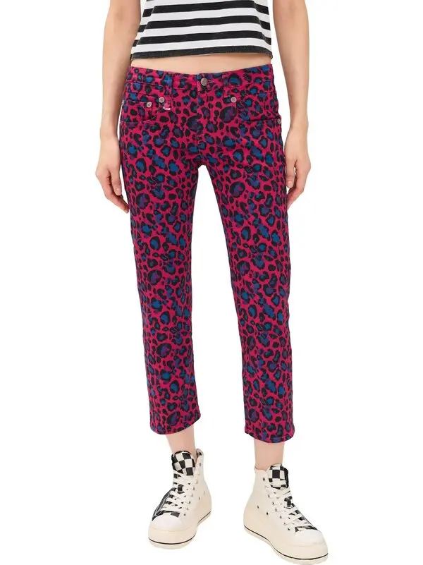 R13 Straight Leg Jeans - Fuchsia Leopard