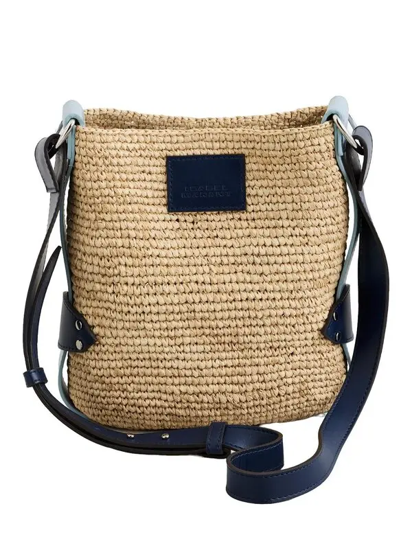 Isabel Marant Mini Bayia Raffia Bag - Natural/blue