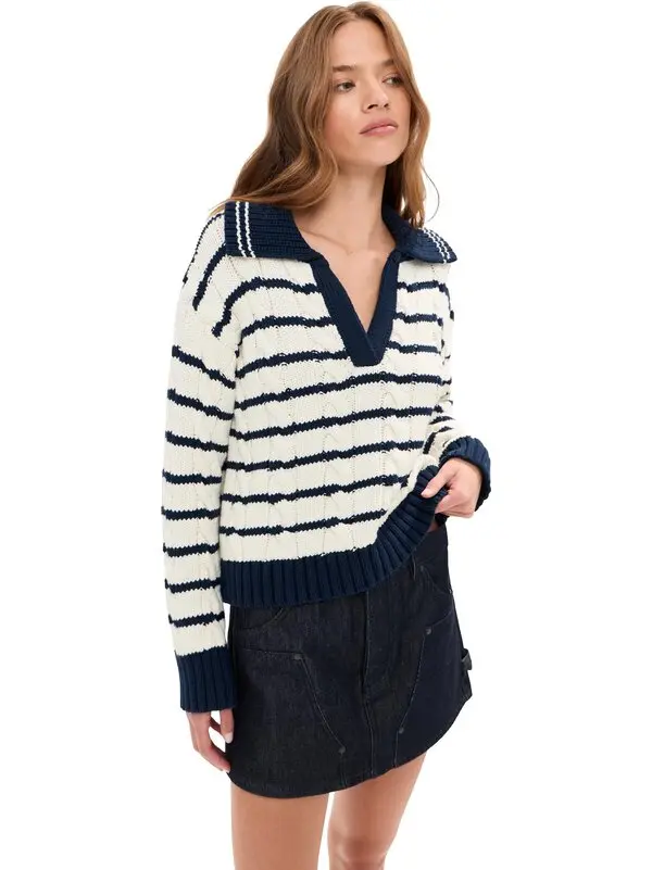 LE BOP Logan Polo Sweater - Ivory Multi