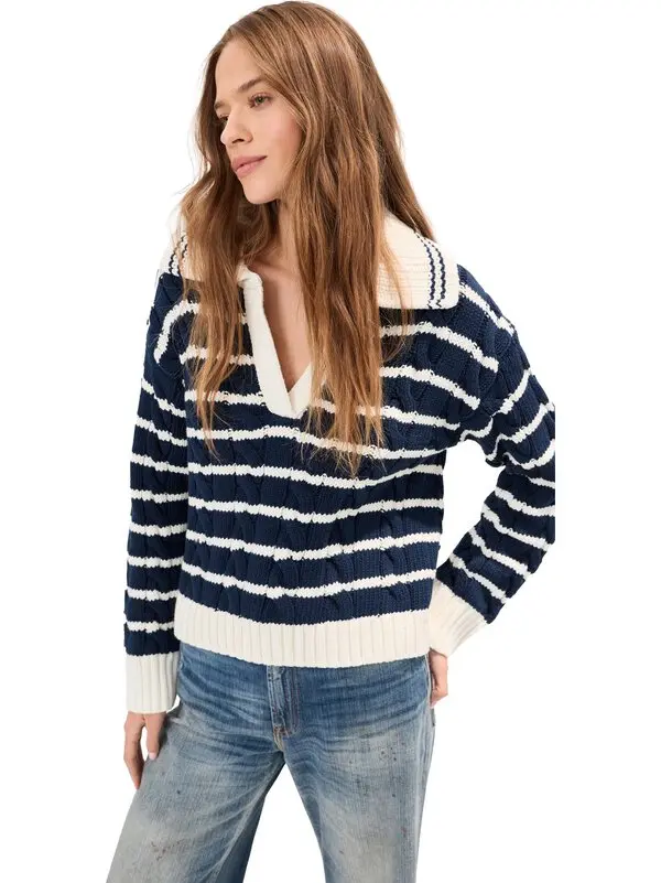 LE BOP Logan Polo Sweater - Midnight Stripe