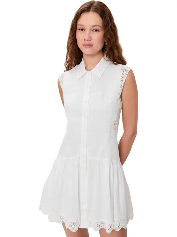 FRAME Embroidered Day Dress - White