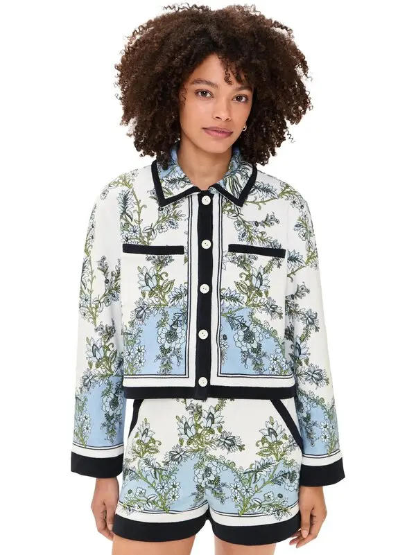 Veronica Beard Novelle Floral Cardigan - Blue Jay Multi