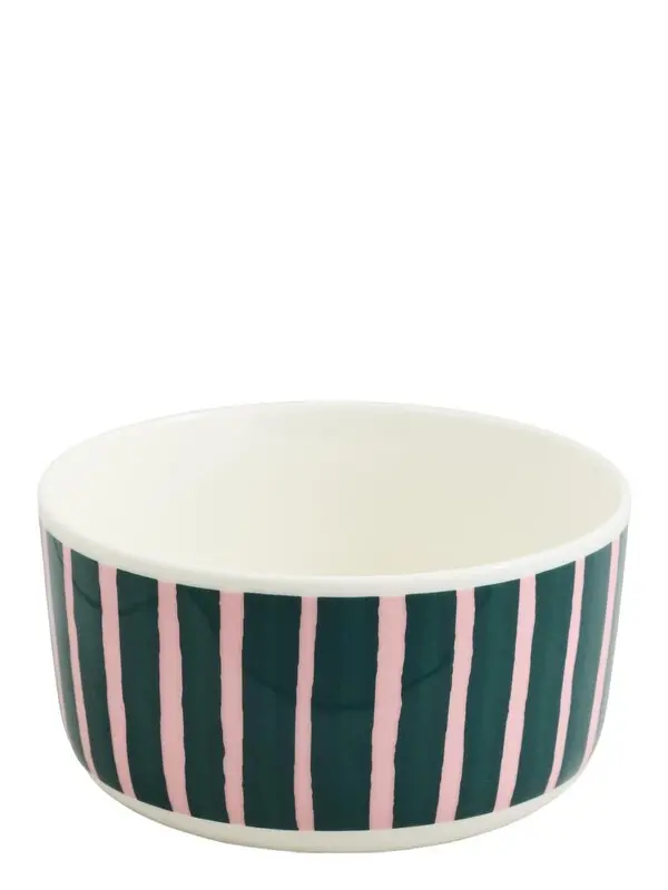 Marimekko Oiva Piccolo Bowl - White/pink/dark Green