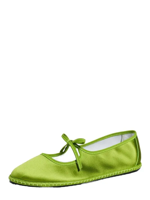 VIBI VENEZIA Brigitte Silk Mary Jane Flats - Pisello