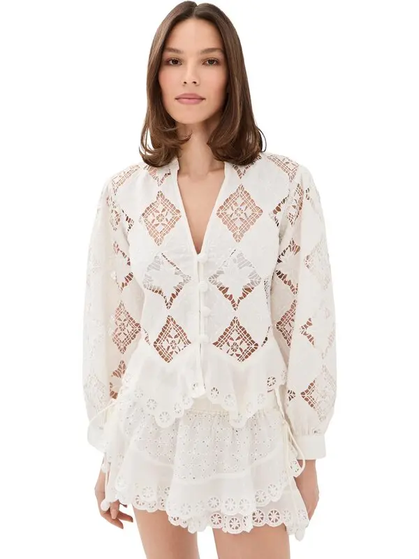 Isabel Marant Nina Broderie Anglaise Top - White