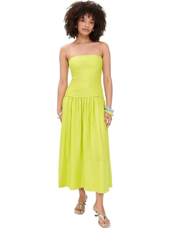 Hunter Bell Maren Strapless Midi Dress - Chartreuse