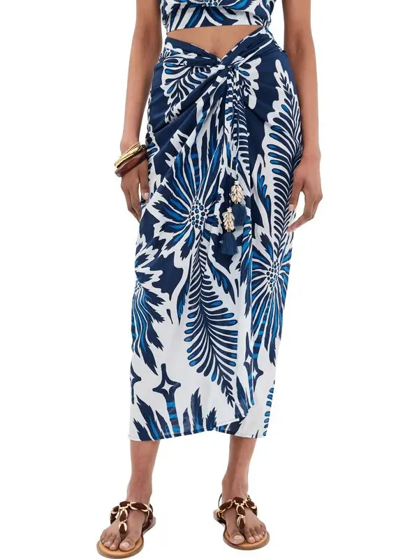 Poupette St Barth Uma Long Skirt - Navy Cartagena