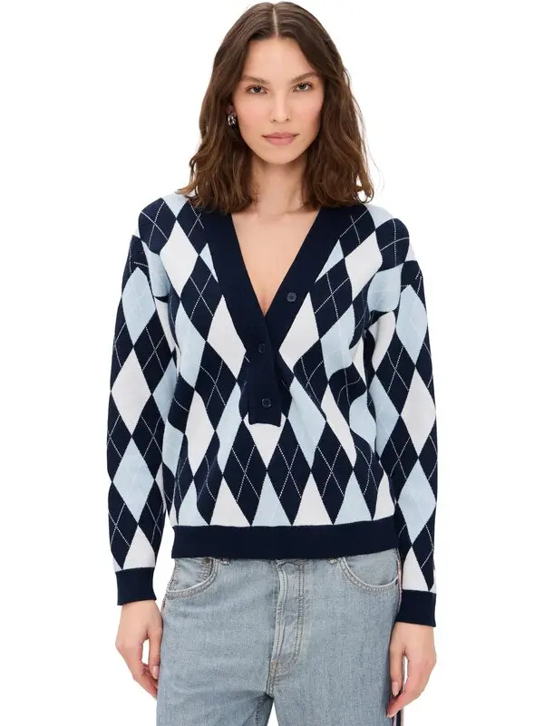 Lioness Prado Knit Sweater - Blue Argyle