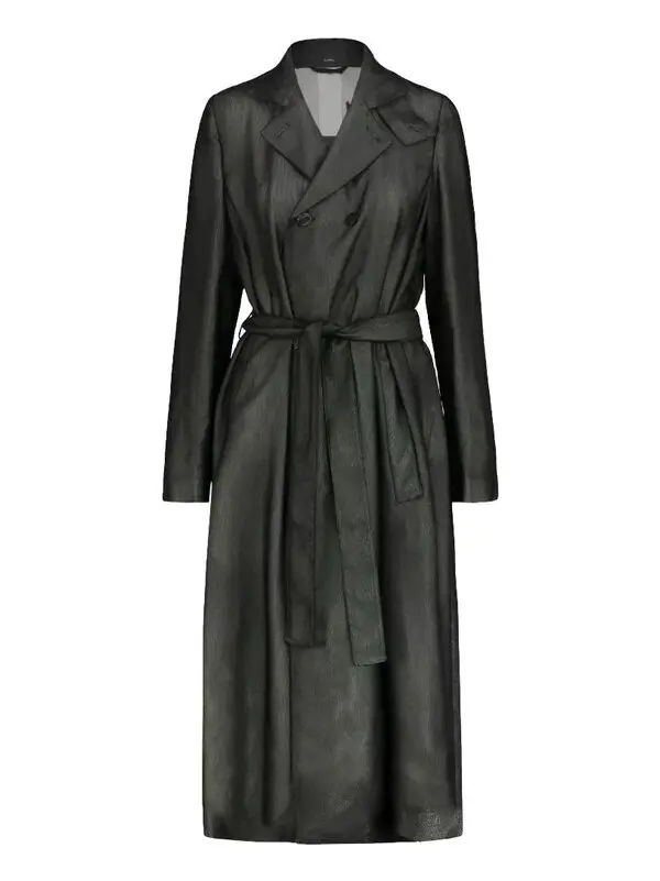 SAPIO Double-breasted Trench Coat - Black
