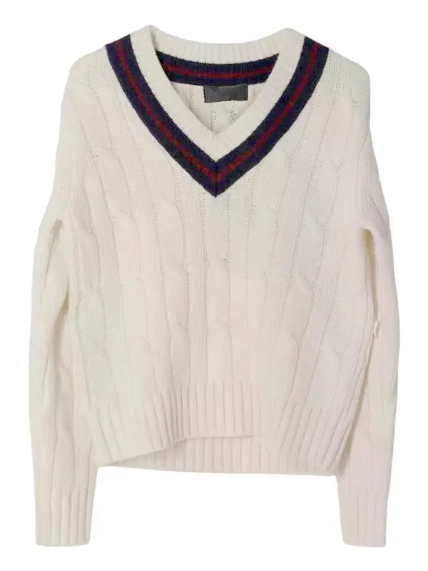 NILI LOTAN Fabiana V-neck Cable-knit Sweater - Neutrals