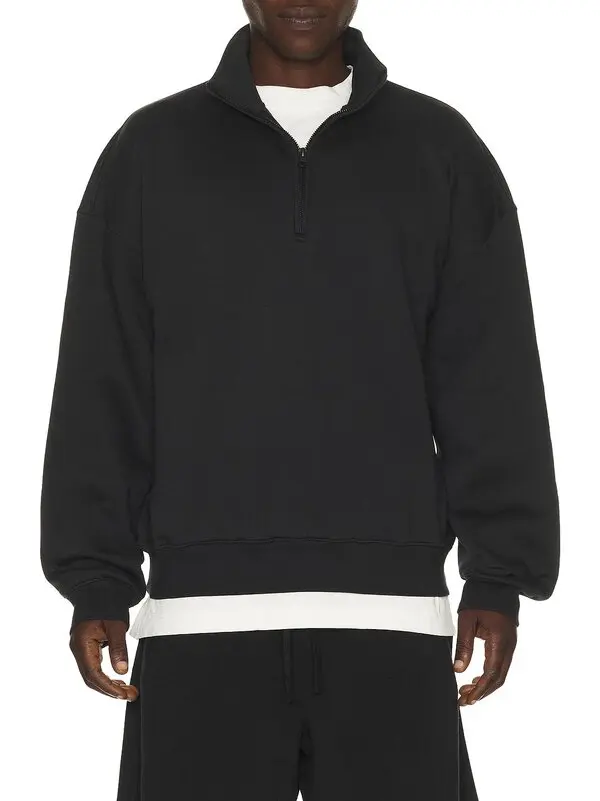 SKIMS Fleece Lounge Quarter Zip - Washed Onyx