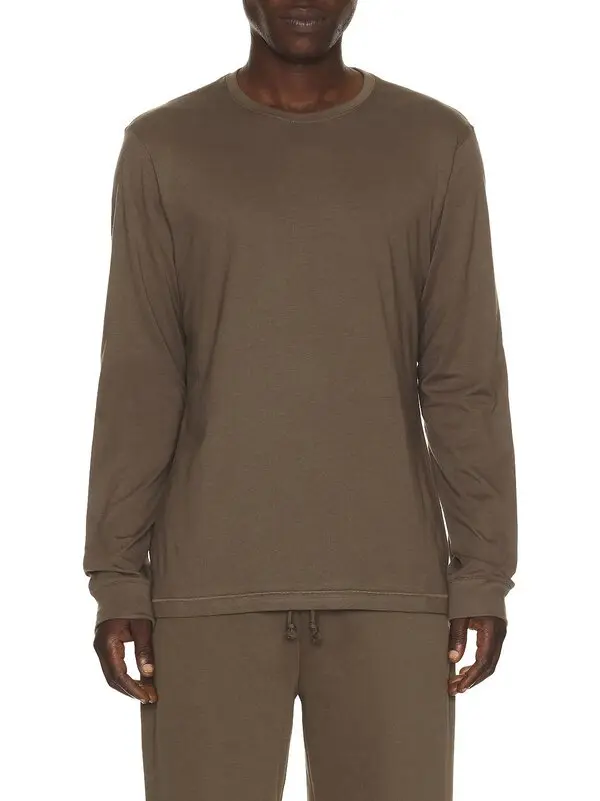 SKIMS Cotton Long Sleeve T-shirt In Brown - Driftwood