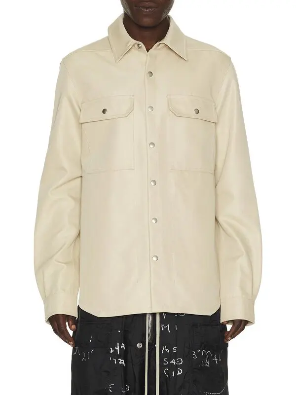 Rick Owens Outershirt In Cream - Sand