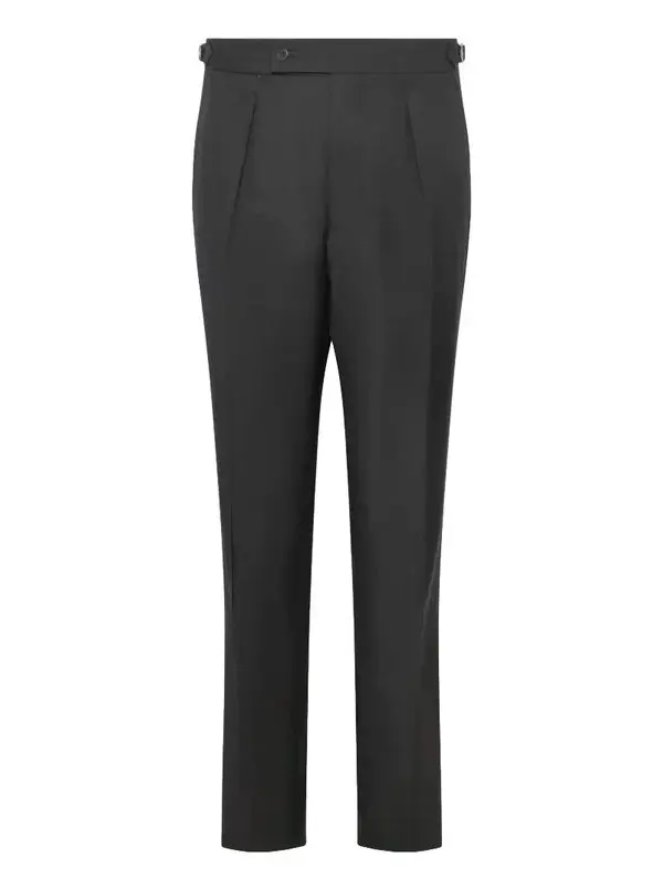 FRANZESE COLLECTION Pleated Trousers With Buckle Detail - Black