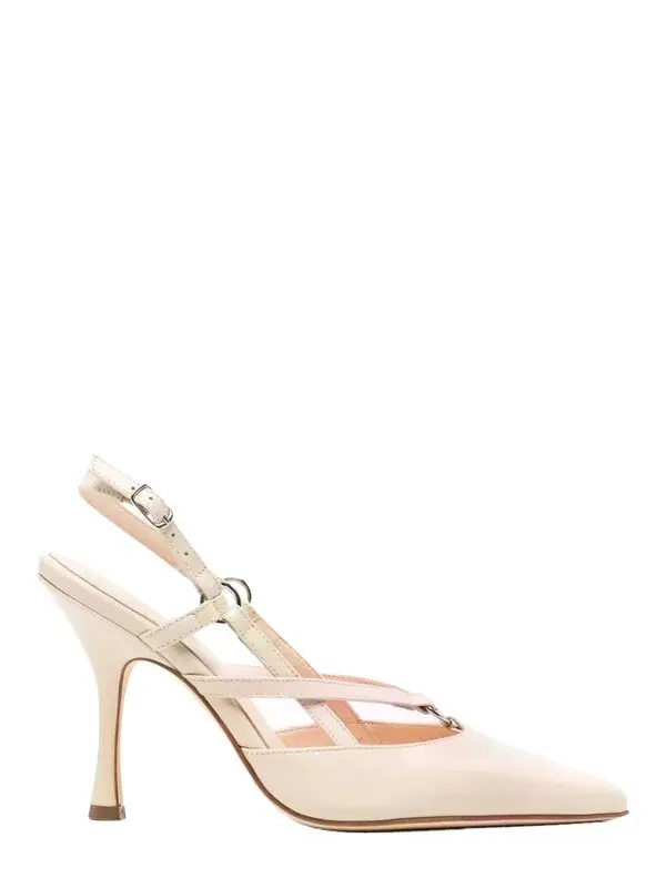 ANNA F. Pointed-toe Strap Heeled Pumps - Neutrals
