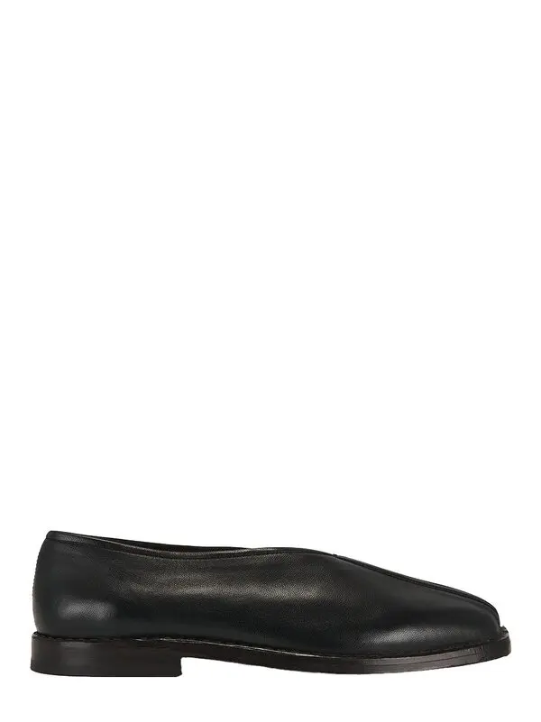 LEMAIRE Flat Piped Slippers - Black & Dark Chocolate