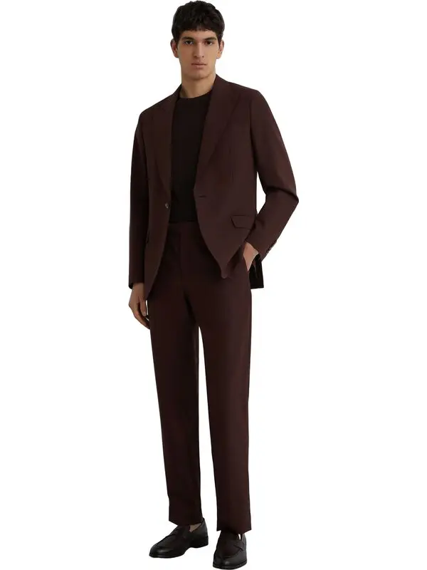 REISS Mineral Suit Trousers - Chocolate Brown