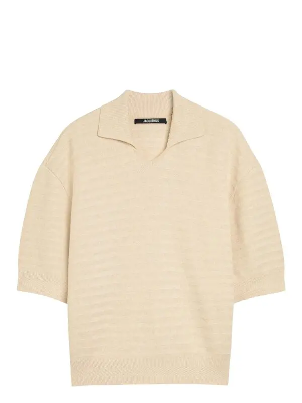 Jacquemus Le Polo Maille Striped Cotton-blend Polo Shirt - Beige