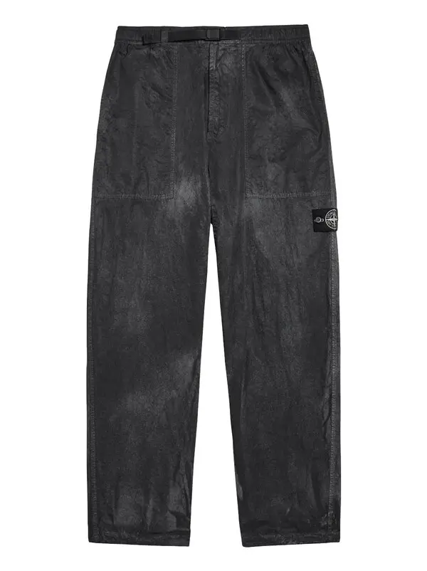 Stone Island Sprayed Straight-leg Nylon Trousers - Black