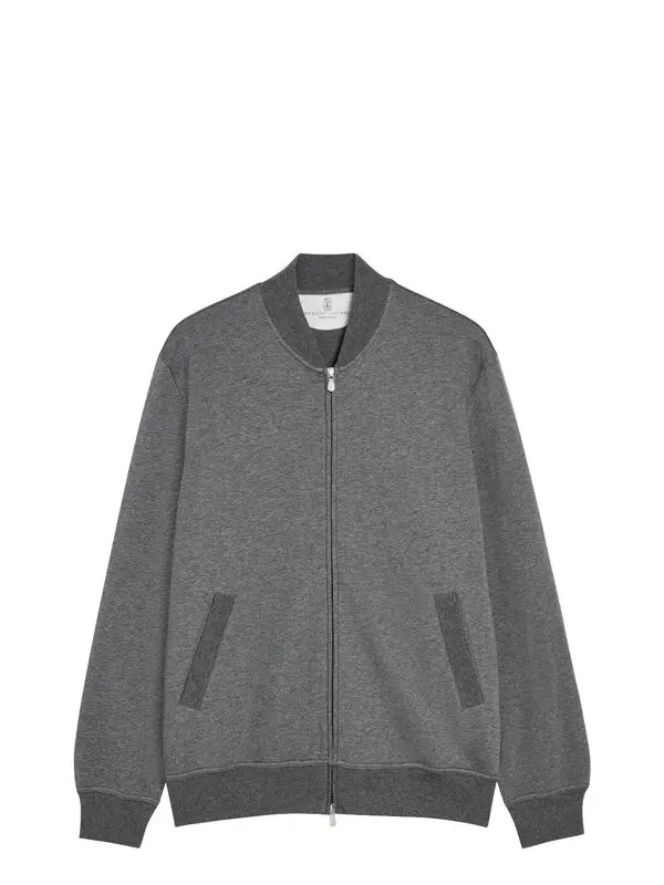 Brunello Cucinelli Cotton-blend Zip-through Sweatshirt - Grey
