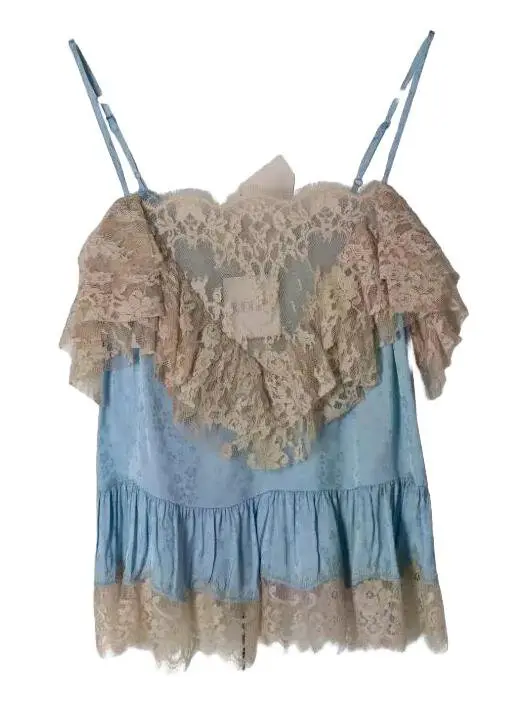 Sea Ethel Ruffled Lace Blouse - Blue