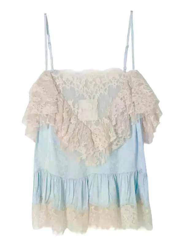 Sea Ethel Ruffled Lace Blouse - Blue