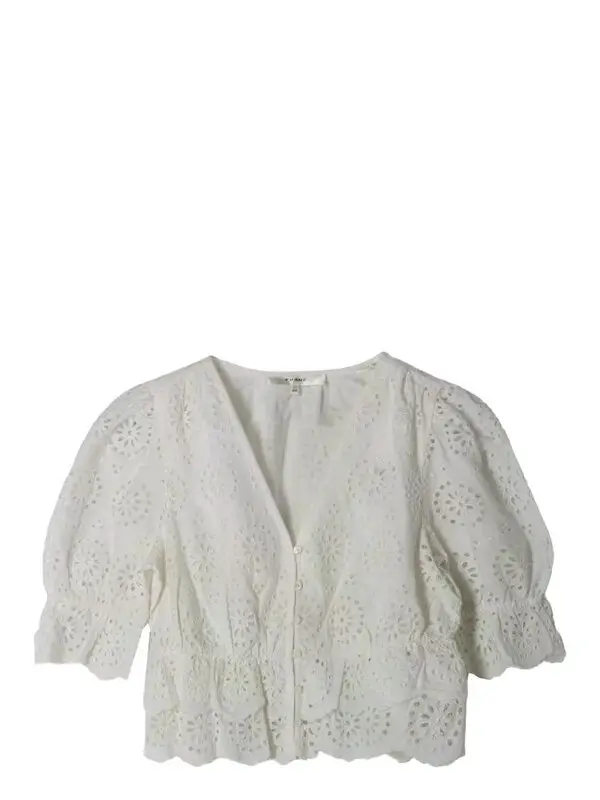 FRAME Eyelet Ruffled Blouse - White