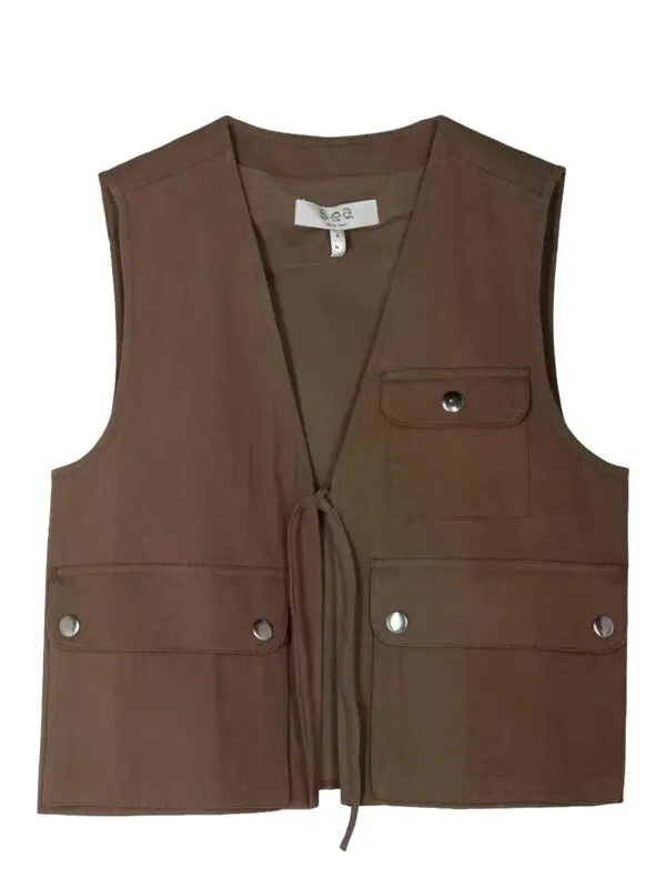 Sea Lois Twill Button Vest - Brown