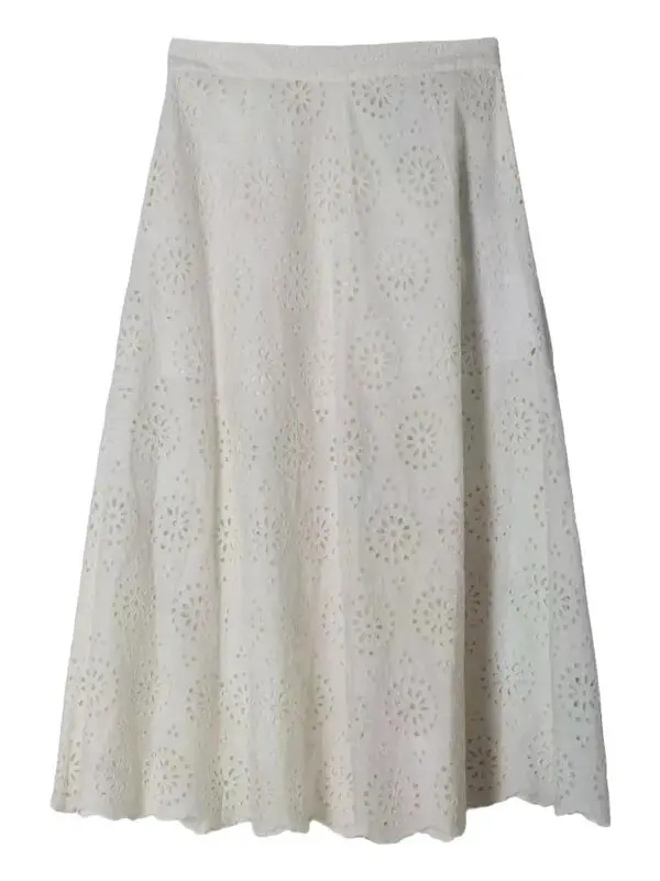 FRAME Eyelet Mid Skirt - White