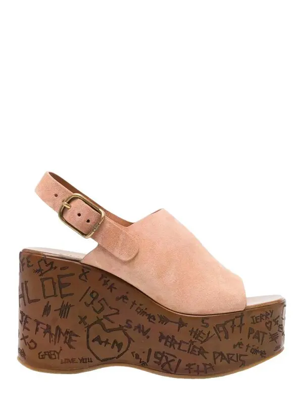 Chloé Maxime Wedge Buckle Sandals - Pink