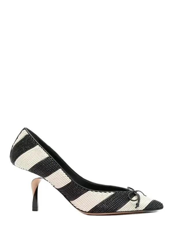 Jacquemus Tourni Striped Bow Pumps - Black