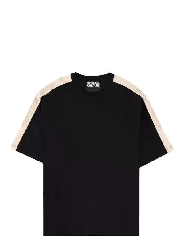 Versace Logo Stripe Detail T-shirt - Black